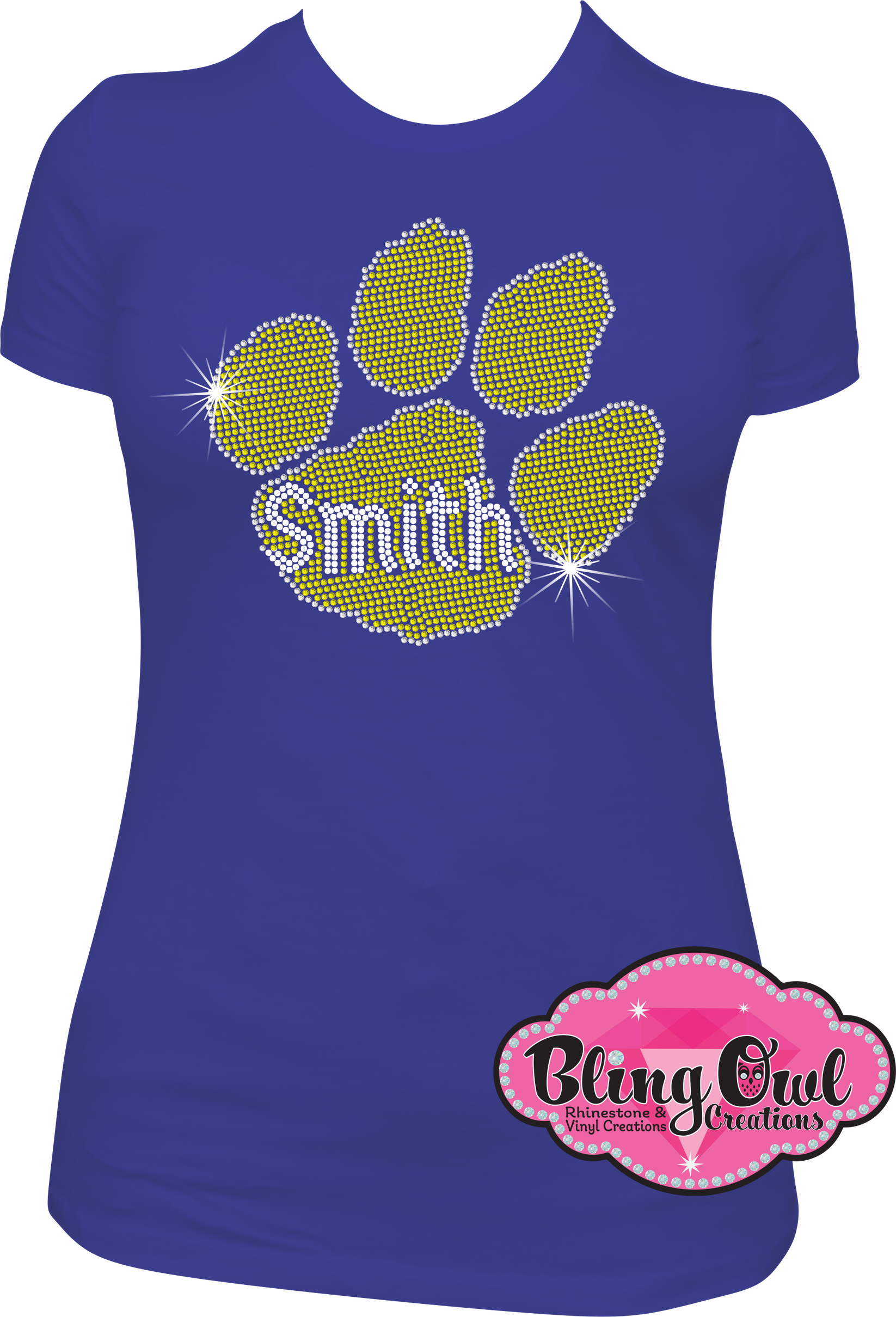 Smith Paw Print (Rhinestone Design) – Bling Owl Creations